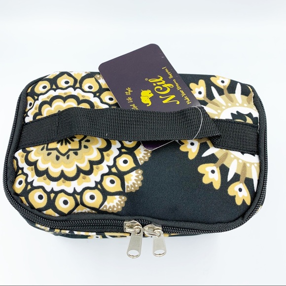 Ngil | Bags | Ngil Black Yellow Print Canvas Makeup Bag | Poshmark